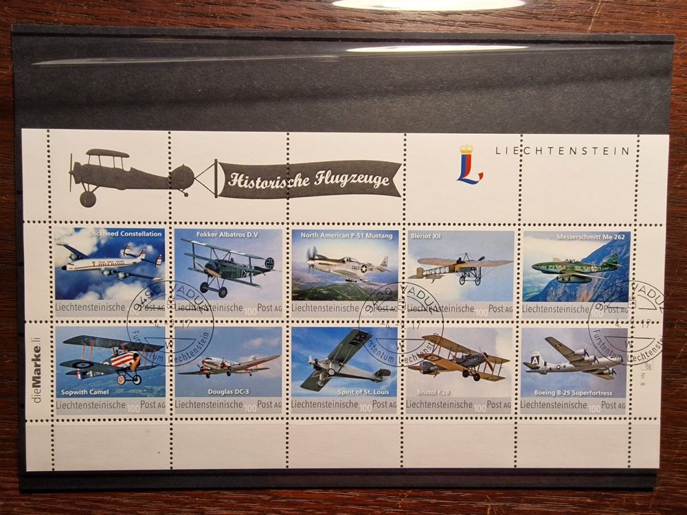 FL 2017 Kollektionsbogen 8 / Historische Flugzeuge gest. | Kaufen auf Ricardo