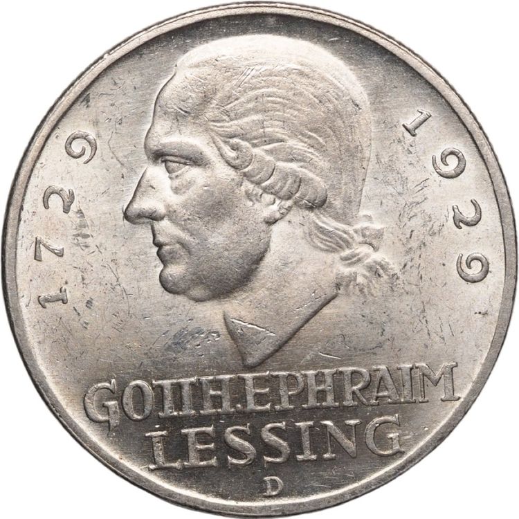 Weimarer Republik, AR 3 Reichsmark 1929 D, Lessing (Gebraucht) in ...