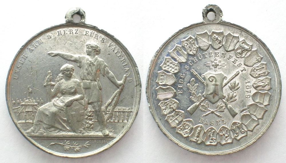 BASEL 1879 EIDGEN. SCHÜTZENFEST Medaille v. Durussel Zinn (Gebraucht) in Riehen für CHF 45 – mit ...