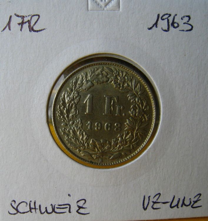 Schweiz / 1 Franken 1963, vz - unz (Gebraucht) in Alpnach-Dorf für CHF 7 – mit Lieferung auf ...