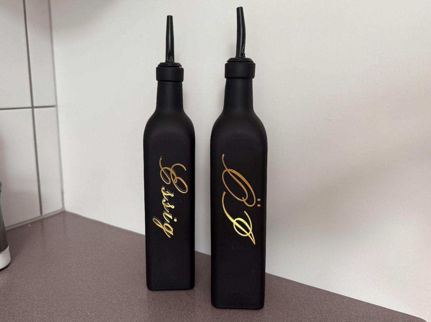 Öl und Essig Set, Schwarz, Glas matt, Küche, Neu & Unbenutzt (Neu und ...