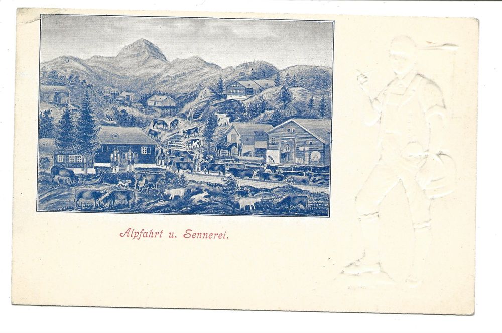 Appenzell - Alpfahrt + Sennerei - Senn - Präge-Litho um 1900 | Kaufen auf Ricardo