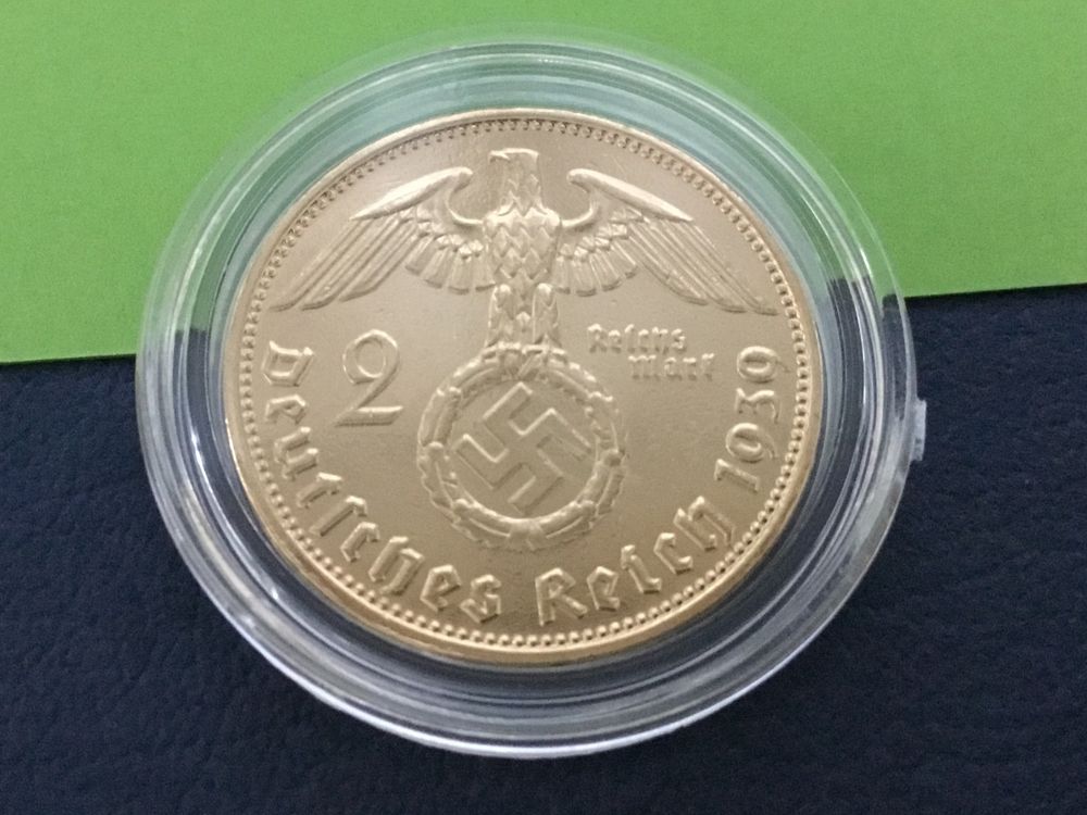 2 Reichsmark 1939 A .Silbermünze poliert und vergoldet Stgl (Neu (gemäss Beschreibung)) in St ...
