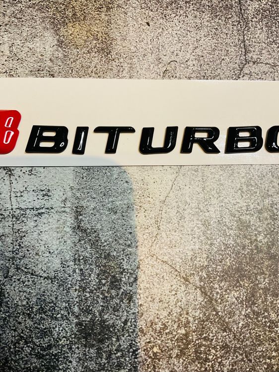 Mercedes AMG V8 Biturbo 3D Aufkleber Emblem Logo Rot/Schwarz (Neu und ...