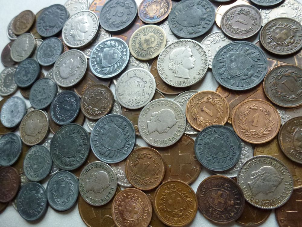 Schweizer Kleingeld ab 1850 mit guten Jahrgängen, mit Silber (Gebraucht ...