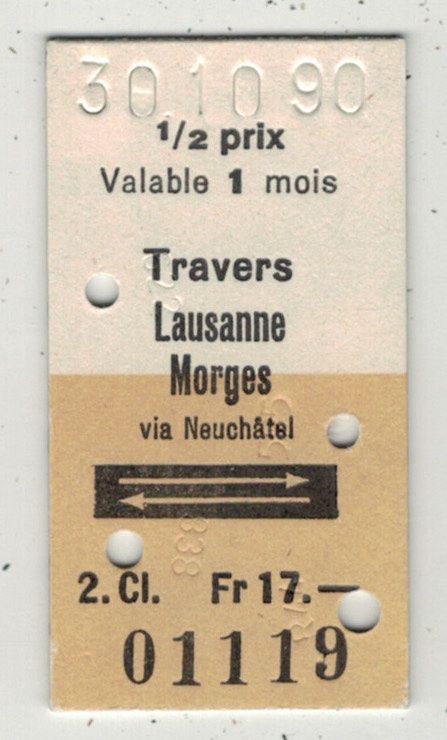 Billet SBB-CFF / Travers-Lausanne-Morges | Kaufen auf Ricardo