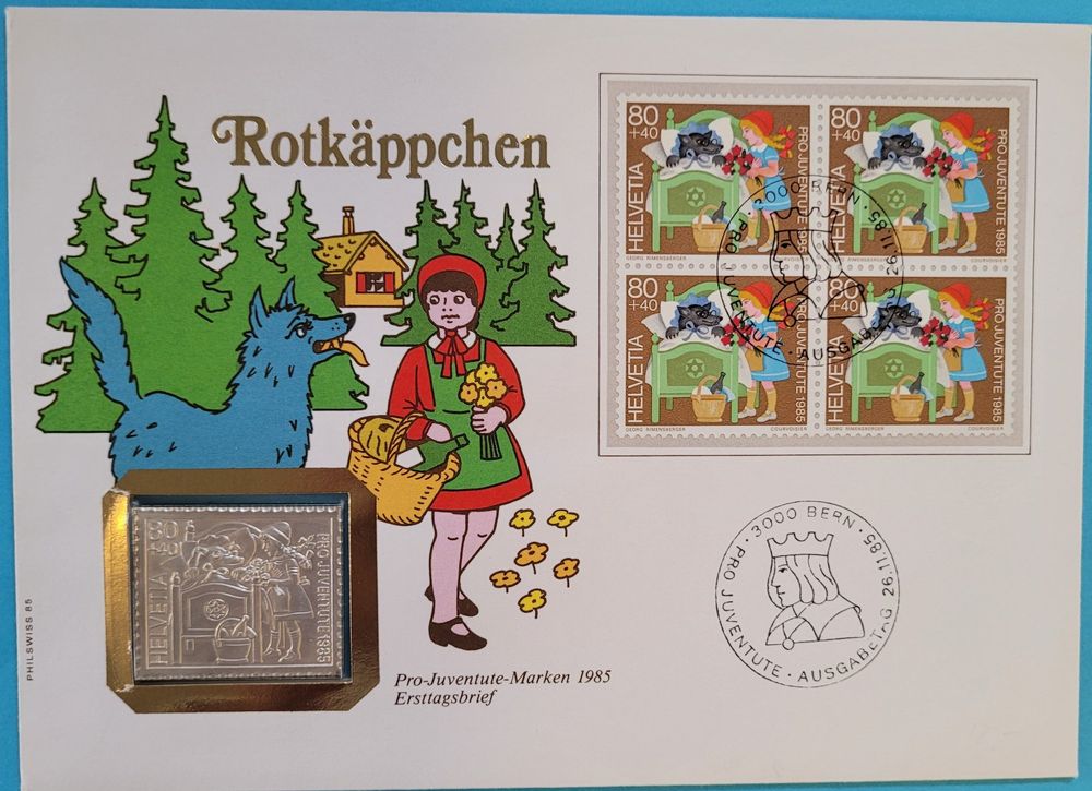 Münzbrief "ROTKÄPPCHEN" mit Silberbriefmarke 999/10gr 1984 | Kaufen auf Ricardo
