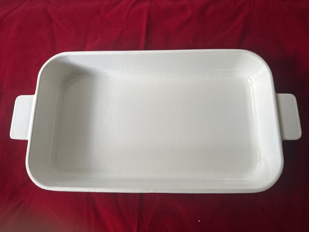 Gusseisen-Auflaufform 30x18cm Email weiss Bratentopf Pfanne | Kaufen ...