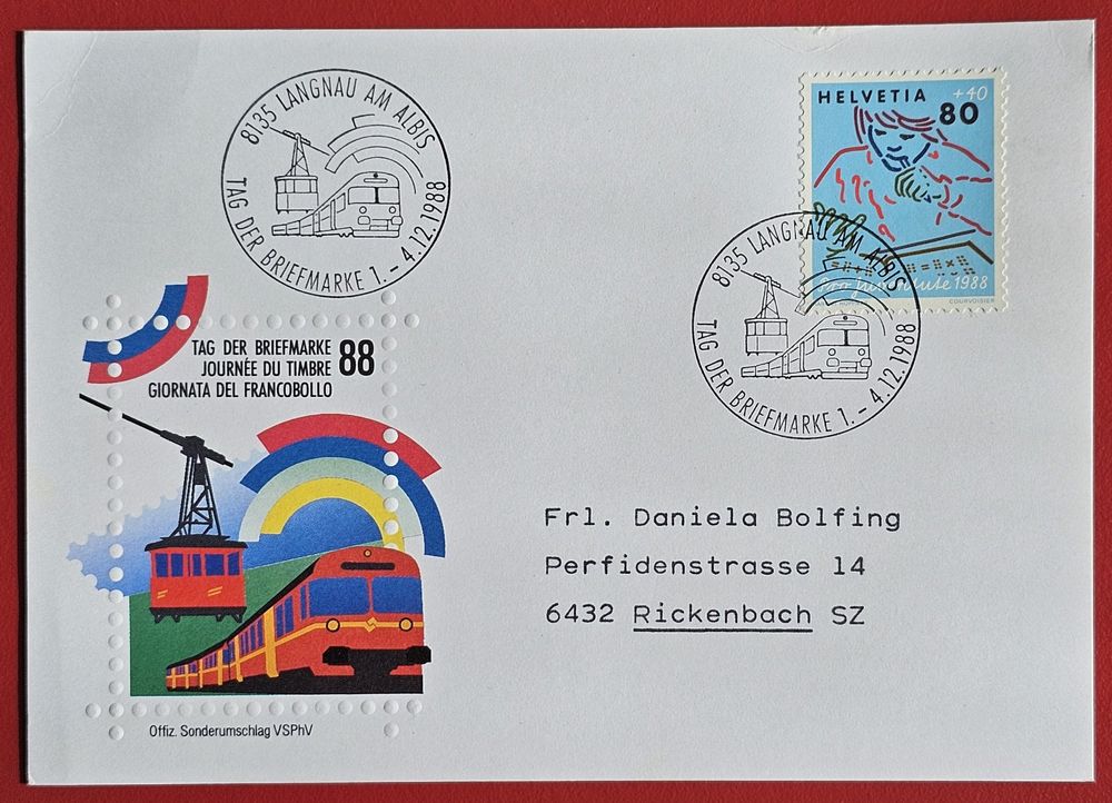 TAG DER BRIEFMARKE LANGNAU AM ALBIS RICKENBACH SCHWYZ 1988 | Kaufen auf ...