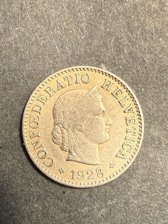 5 Schweizer Rappen 1928– seltene Kleinmünze Schweiz (Gebraucht) in Caslano für CHF 1 – mit ...