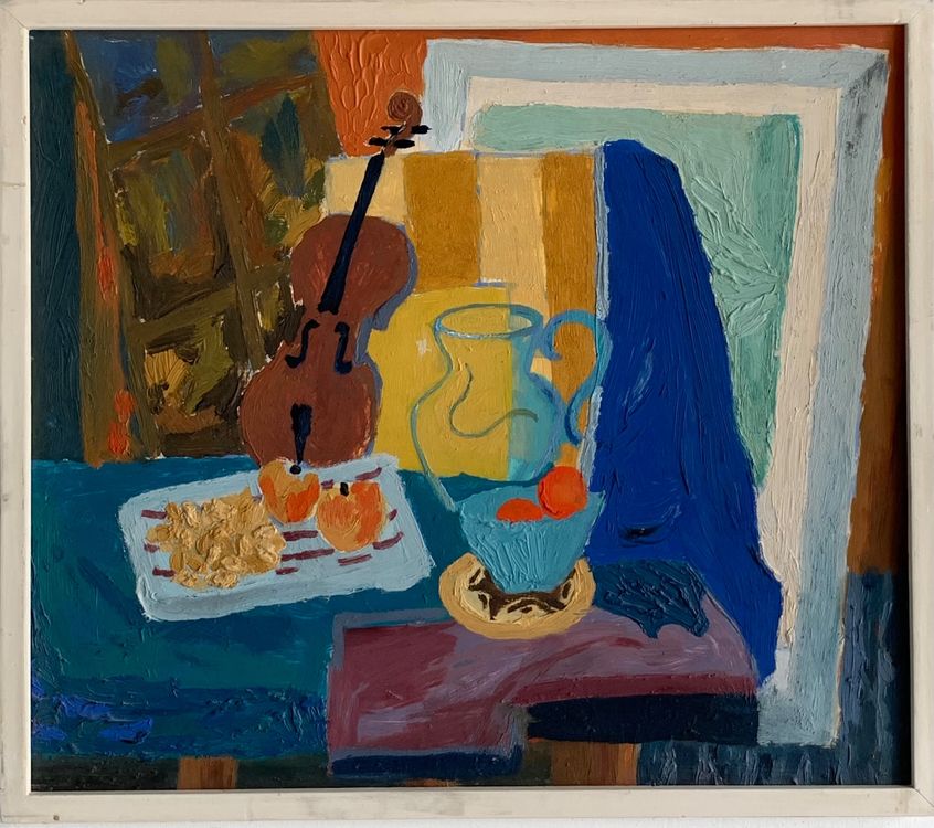 Hans R.Müller Farbenfrohes Stillleben Gemälde | Kaufen auf Ricardo