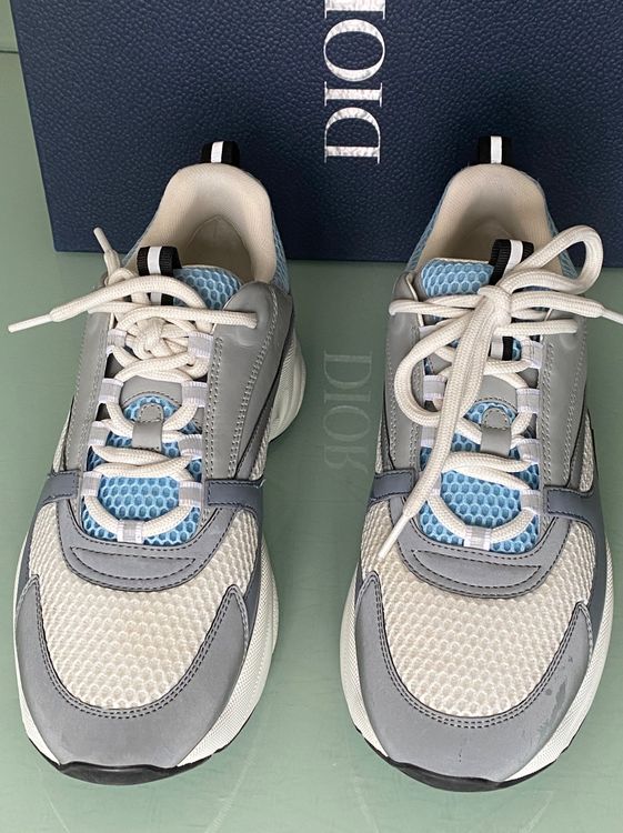 DIOR B22 Grau Weiss Blau Mesh Leder Sneakers 44 💯 Original (Gebraucht ...