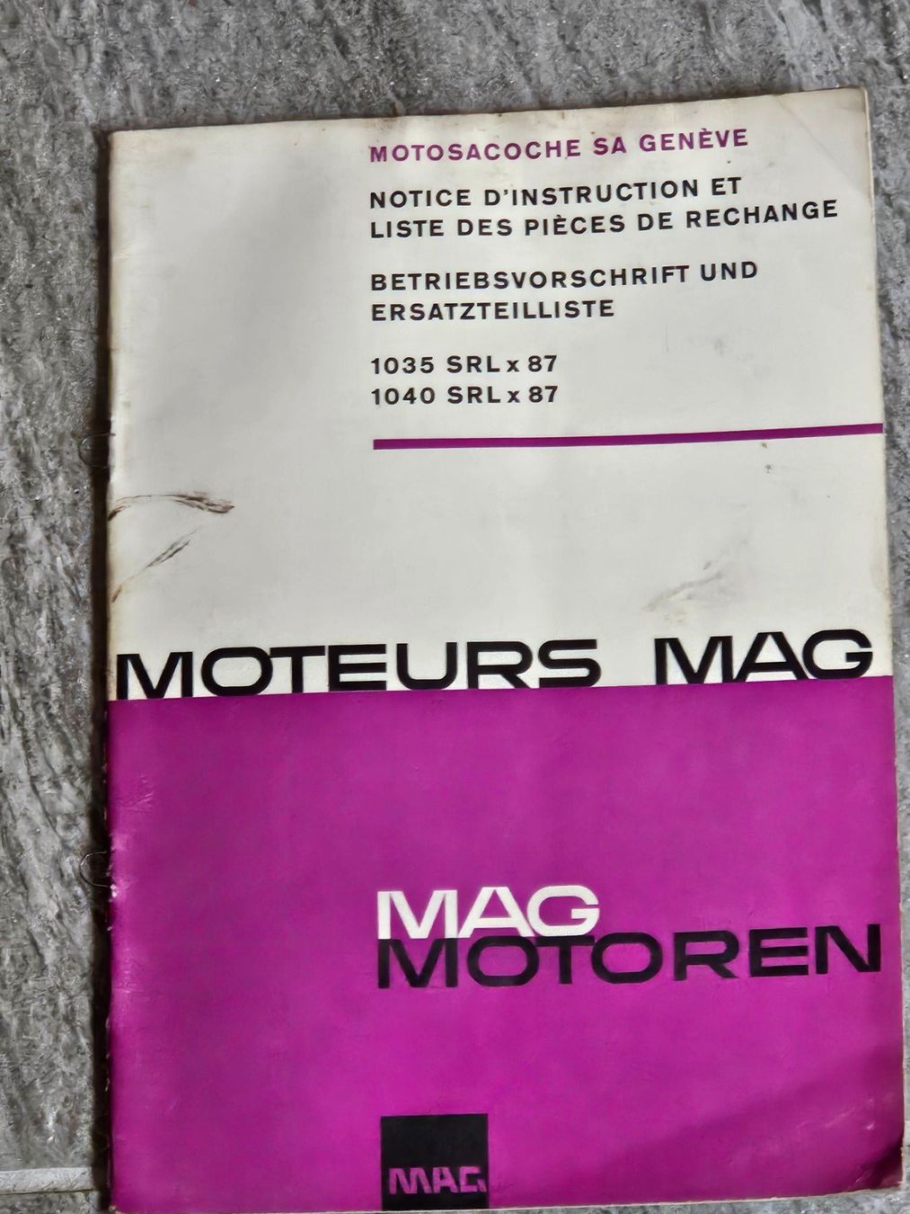 MAG Motoren 1035/1040 SRL x 87 - Original Anleitung! (Gebraucht) in ...
