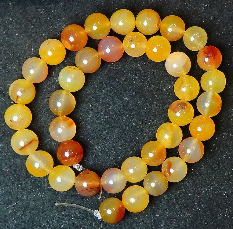 1 Strang echte natürliche orange-gelbe Achat Perlen 10 mm (Neu (gemäss ...