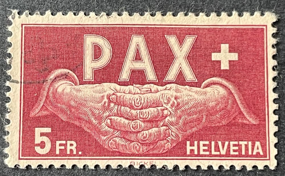 Seltene Pro Pax Marke 5 Fr. Helvetia 1945 sig. Kat. 525.- (Gebraucht) in Duebendorf für CHF 22 ...