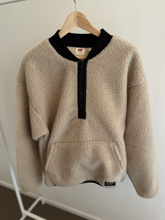 Levi's - Felpa in pile borg beige con zip corta (Neu (gemäss ...