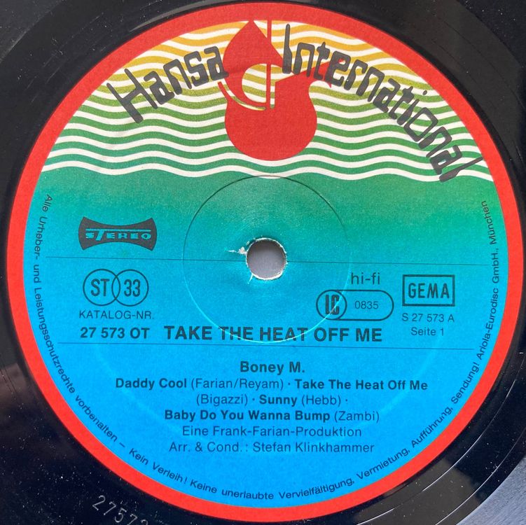 BONEY M - TAKE THE HEAT OFF ME (Gebraucht) in Poliez-Pittet für CHF 20 – mit Lieferung auf ...
