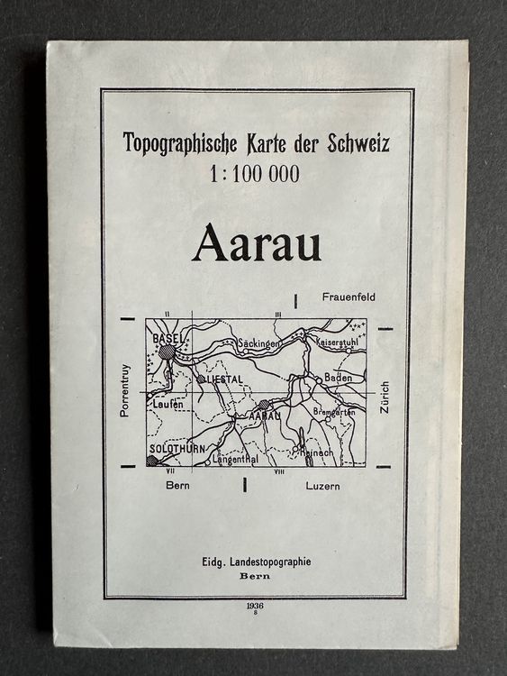 Aarau. Topographische Karte der Schweiz. 1936 (Gebraucht) in Zürich für CHF 15 – mit Lieferung ...