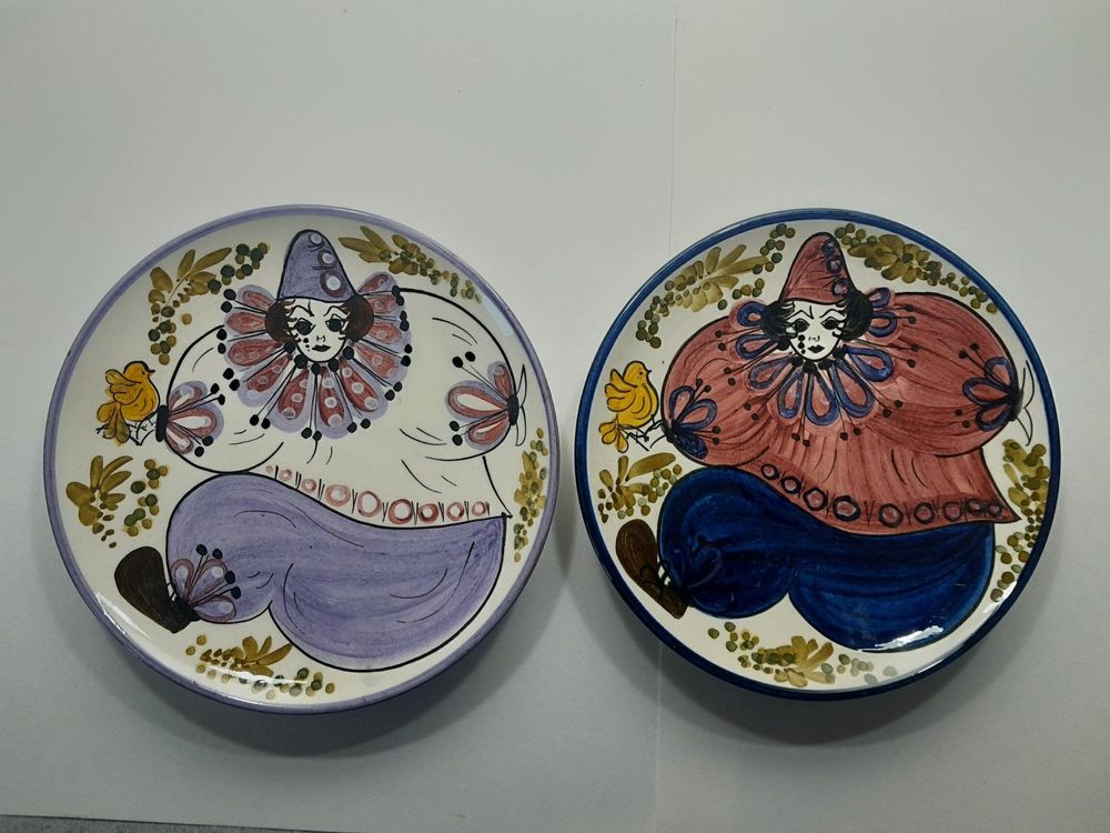 2 Willy Steinlin Keramik Teller - Clowns - Zirkus - CH Kunst (Neu ...