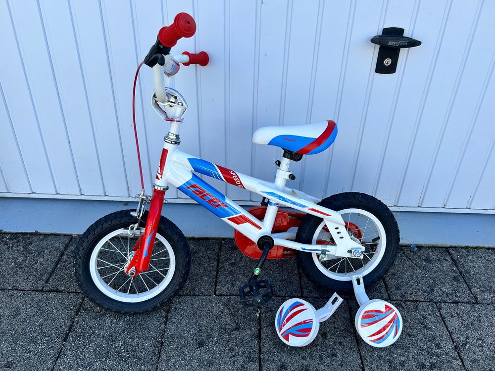 Racer 12 Zoll Kinderfahrrad weiss & 2 Stützräder Kinder Velo (Gebraucht ...