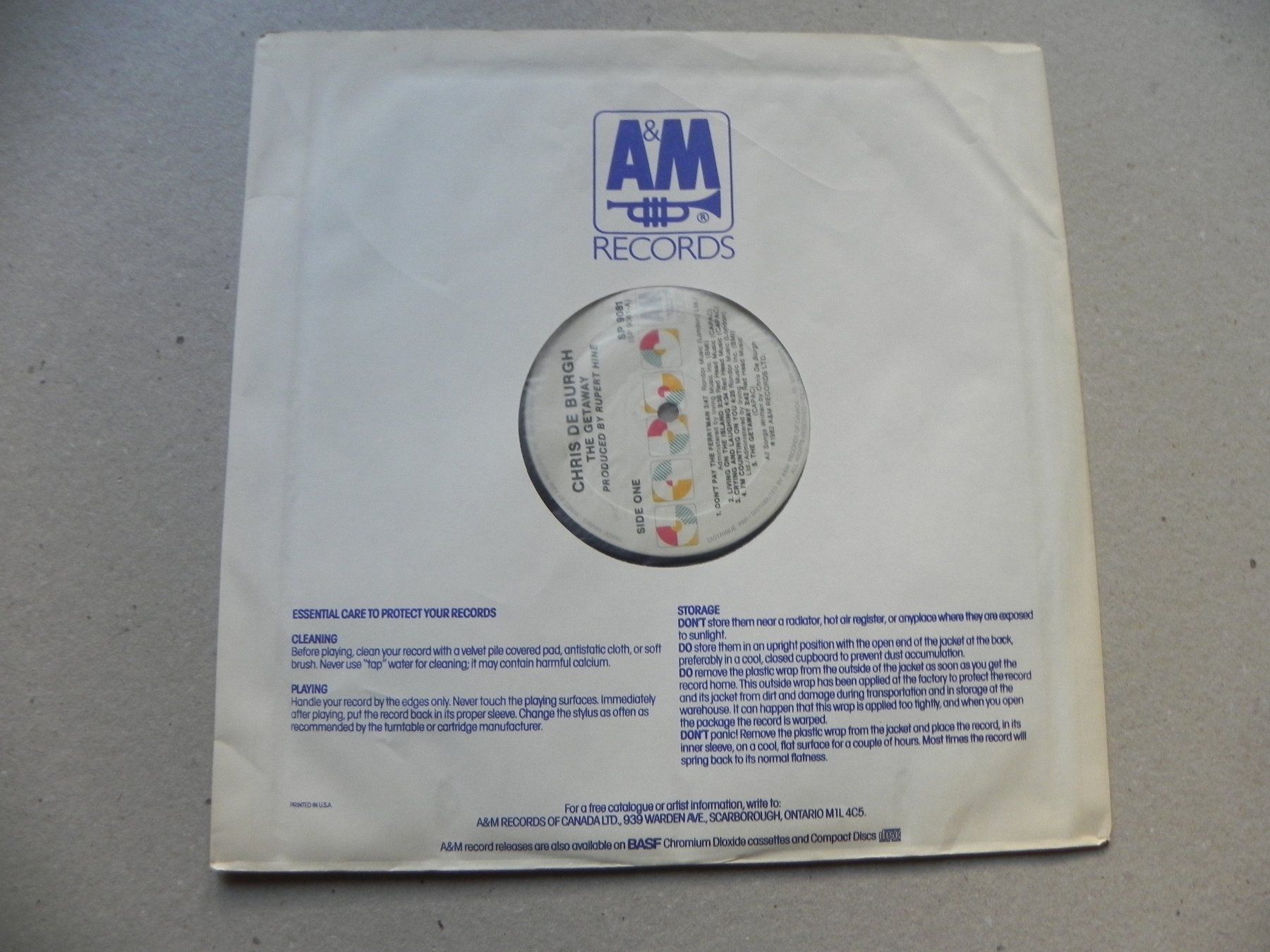 LP Irland Rock Pop Sänger Chris de Burgh 1982 The Getaway (Gebraucht ...