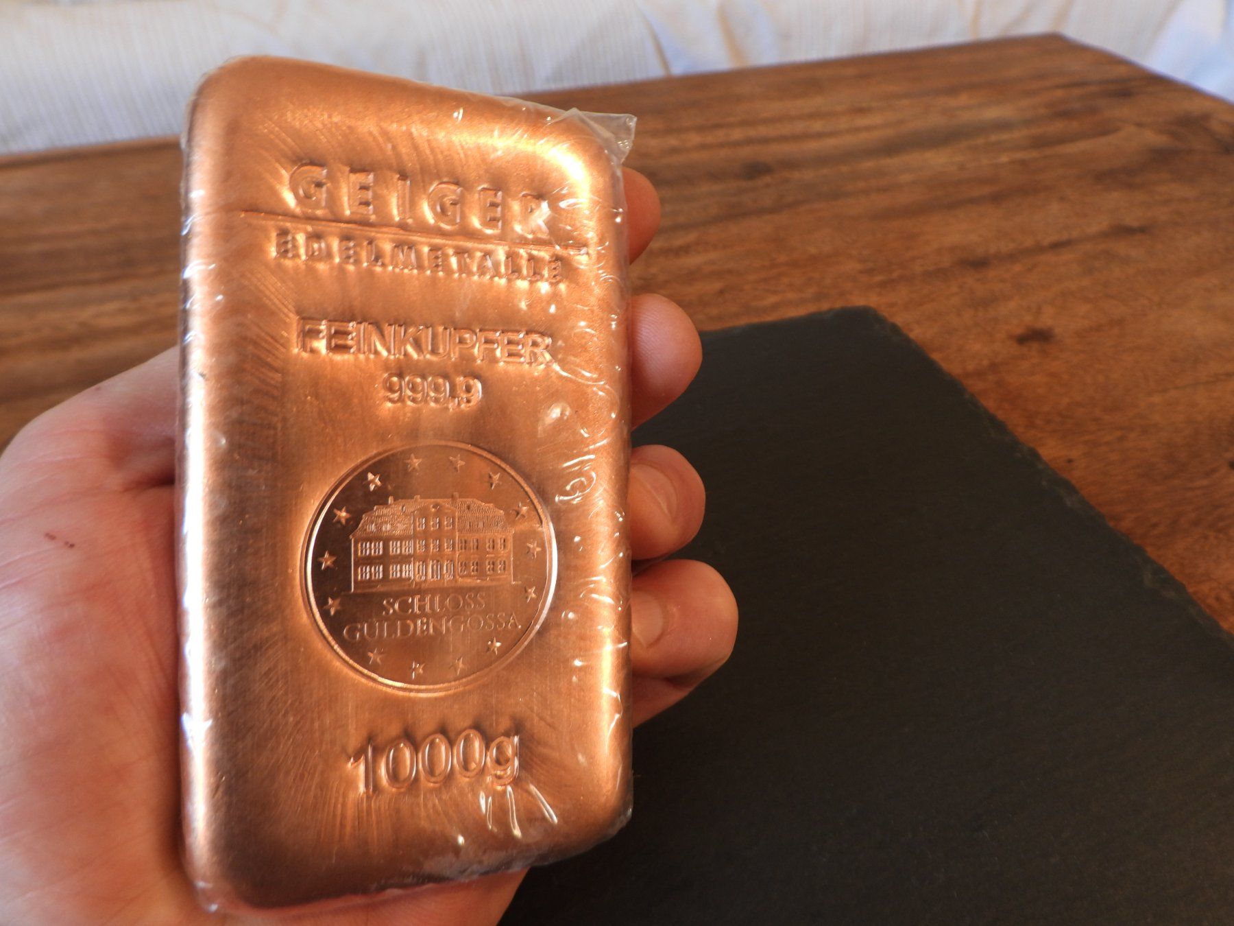 1Kg Kupfer Barre Geiger Edelmetalle 999.9 Neu im Blister N°2 (Neu und ...