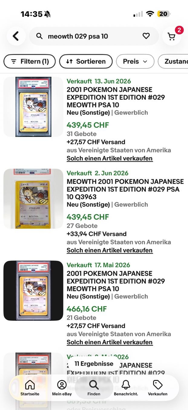 2001 POKEMON MEOWTH JAPANESE EXPEDITION #029 PSA 10 1ST ED (Gebraucht ...