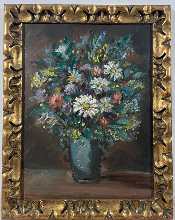 Stillleben Gemälde mit Blumen in Vase unleserlich Signiert | Kaufen auf Ricardo