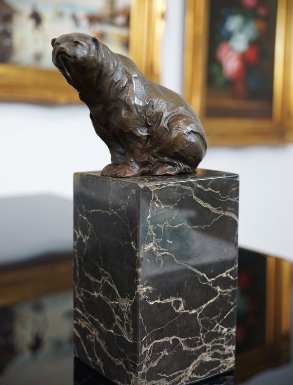 BRONZE FIGUR SKULPTUR PUTZIGER EISBÄR SIGNIERT MILO (Gebraucht) in ...