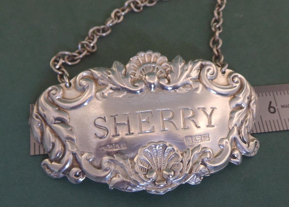 Flaschen Schild SHERRY 925 Silber Birmingham England 1964/65 (Gebraucht ...