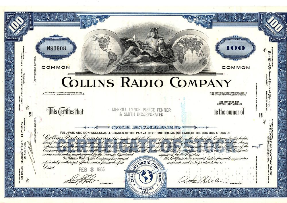 Historische Aktie Collins Radio Company USA 1966 (Gebraucht) in ...