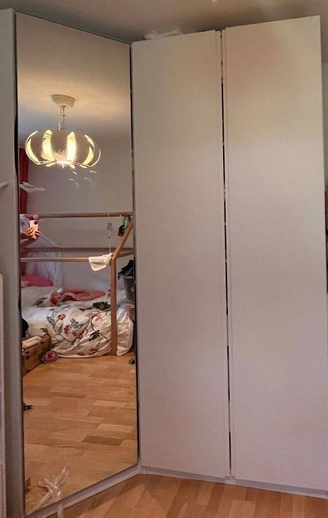 Pax Eckschrank, Altes Model, 236, Birke,Mit Spiegeltüre – LOOM
