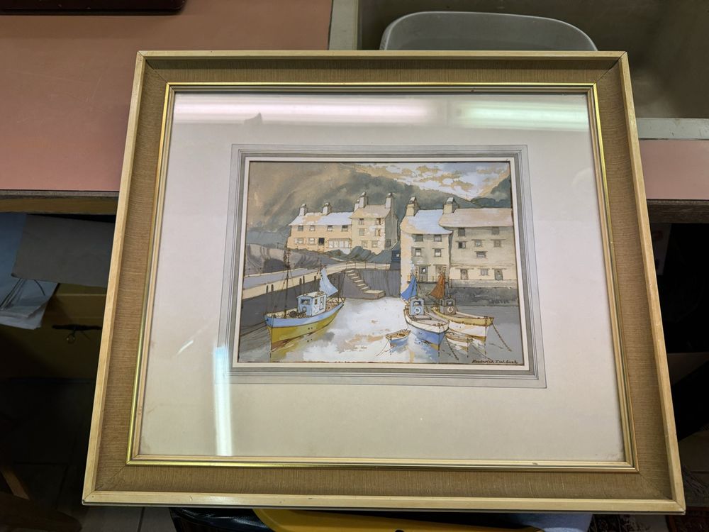 Aquarell "Fischerdorf" signiert F.W.Cook gerahmt (Gebraucht) in Chur für CHF 100 – mit Lieferung ...