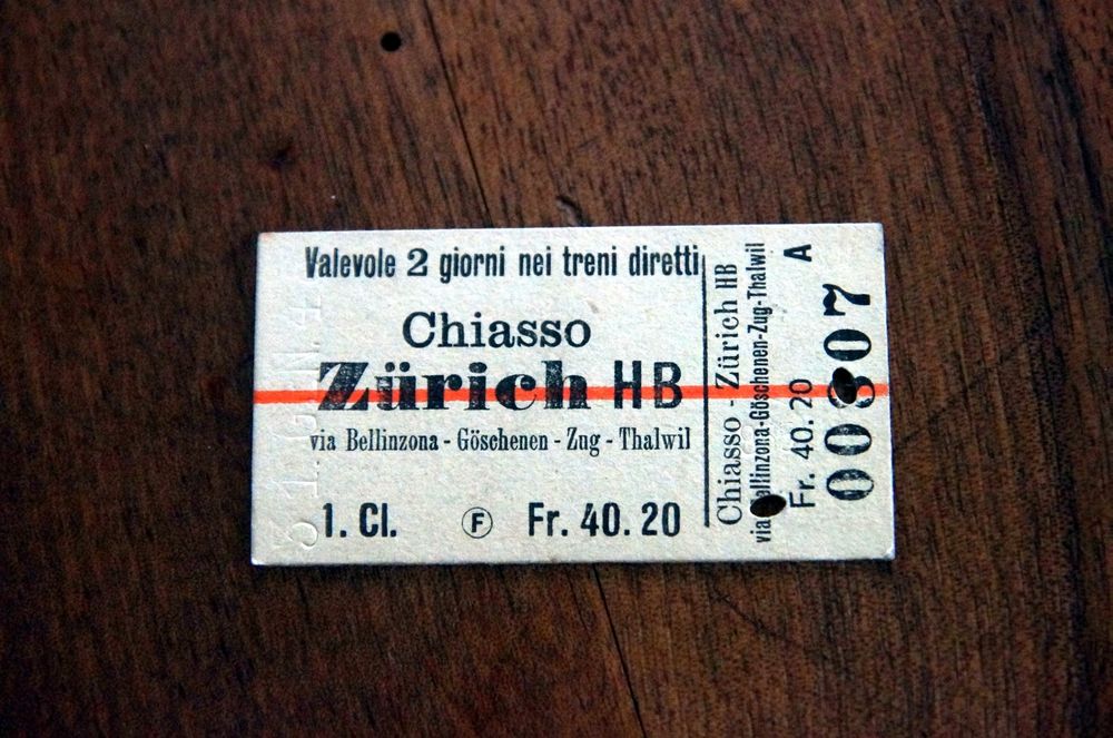1.Kl. Billet Chiasso - Zürich HB - 1948 (Gebraucht) in Schönenwerd für ...