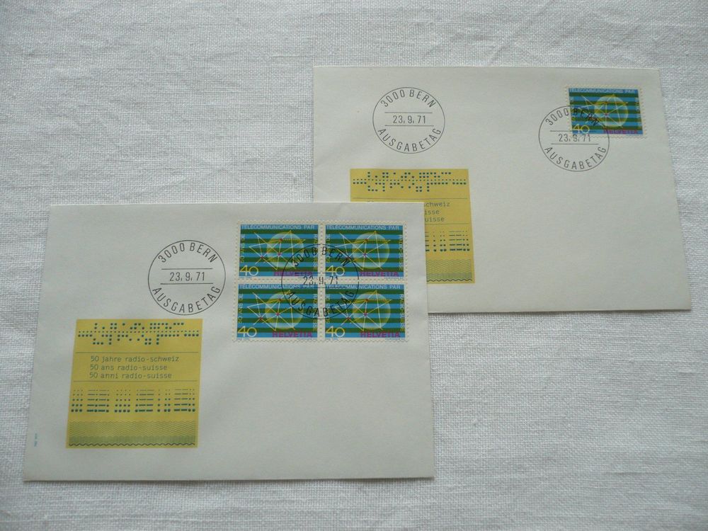 1971 2 FDC 50 Jahre Radio Schweiz SBK 504 (Gebraucht) in Zürich für CHF 1 – mit Lieferung auf ...