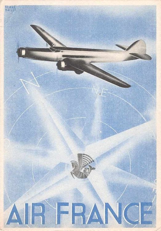 Schöne alte Werbekarte original AIR FRANCE 1935 (Gebraucht) in ...