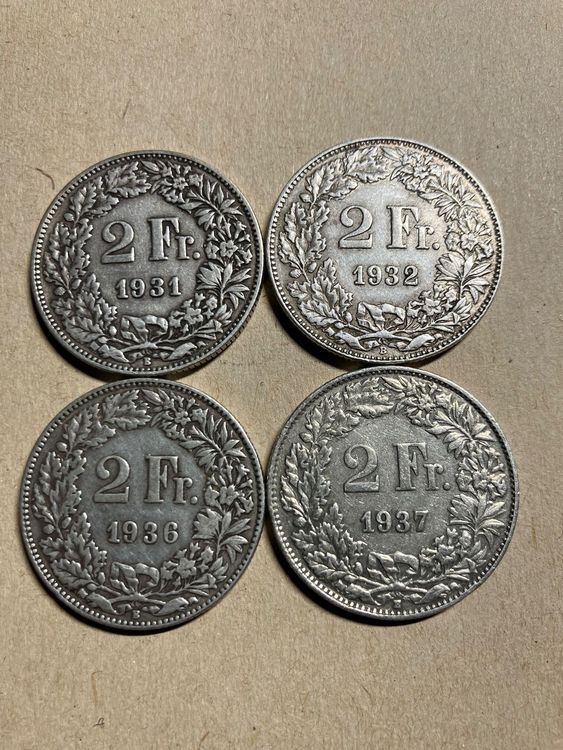 4 x 2.-- Fr. Münzen 1931 - 37 (Gebraucht) in untervaz für CHF 29 – mit Lieferung auf Ricardo kaufen