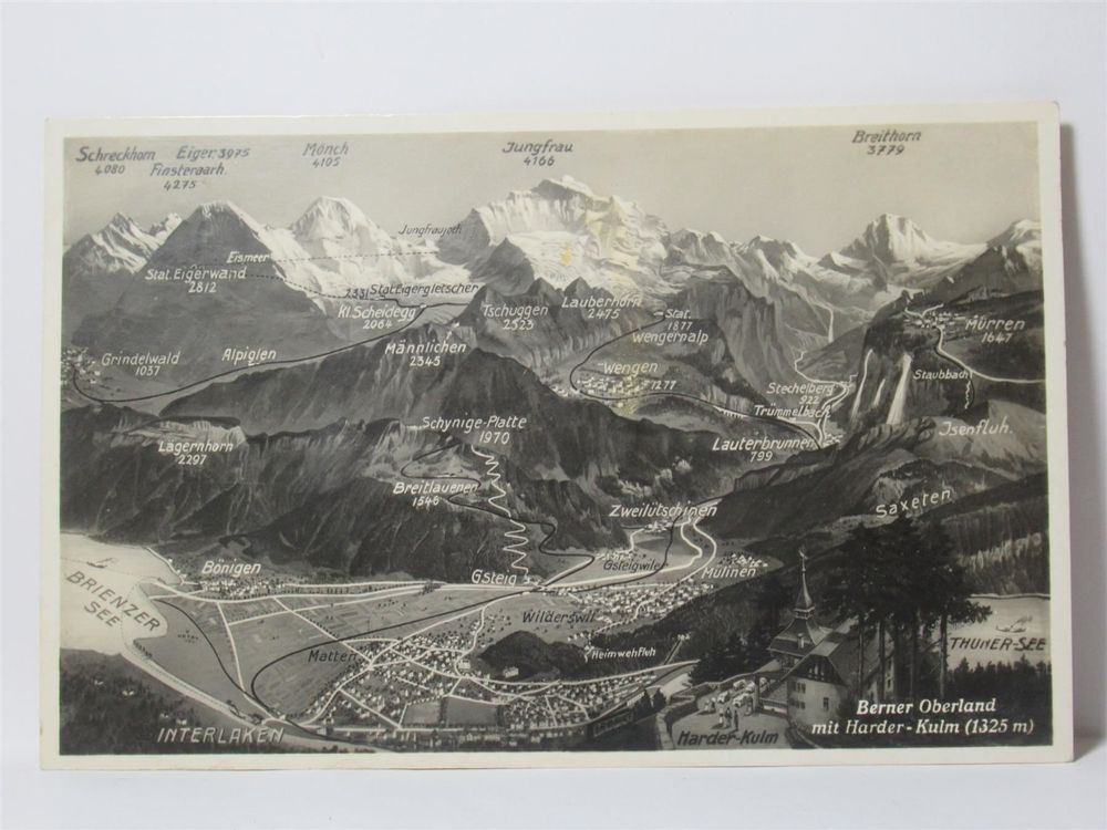 Ak Berner Oberland mit Harder-Kulm 1933 (Gebraucht) in Grenchen für CHF 0.75 – mit Lieferung auf ...