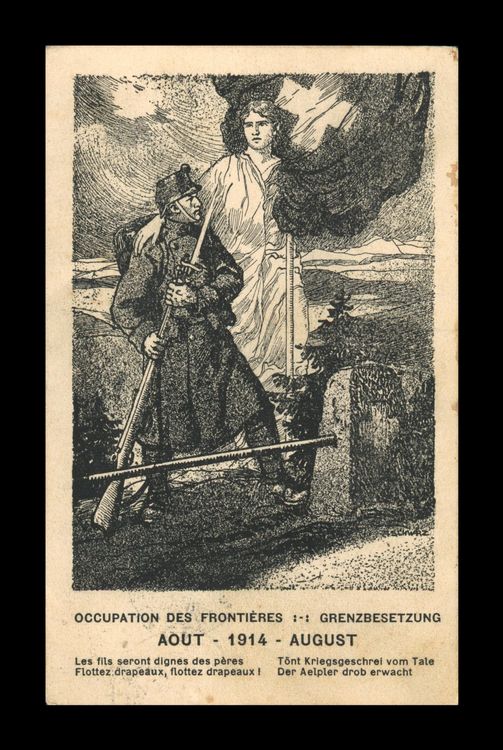 1914 GRENZBESETZUNG - Schweizer Soldat & Helvetia DELÉMONT (Gebraucht) in Zürich für CHF 3.5 ...