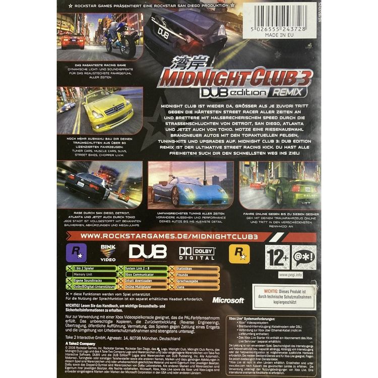 Midnight Club 3 DUB Edition Remix - Microsoft XBox Classic (Gebraucht ...