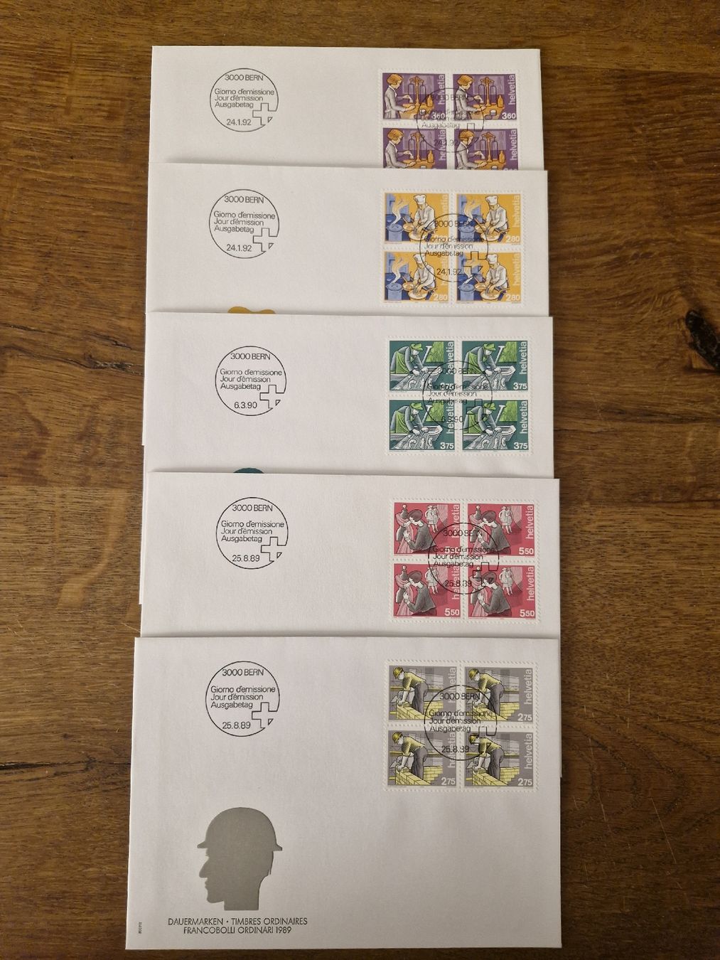 4er Block Serie FDC Ersttag, JG 1989 bis 1992, hohe Wert (Gebraucht) in ...