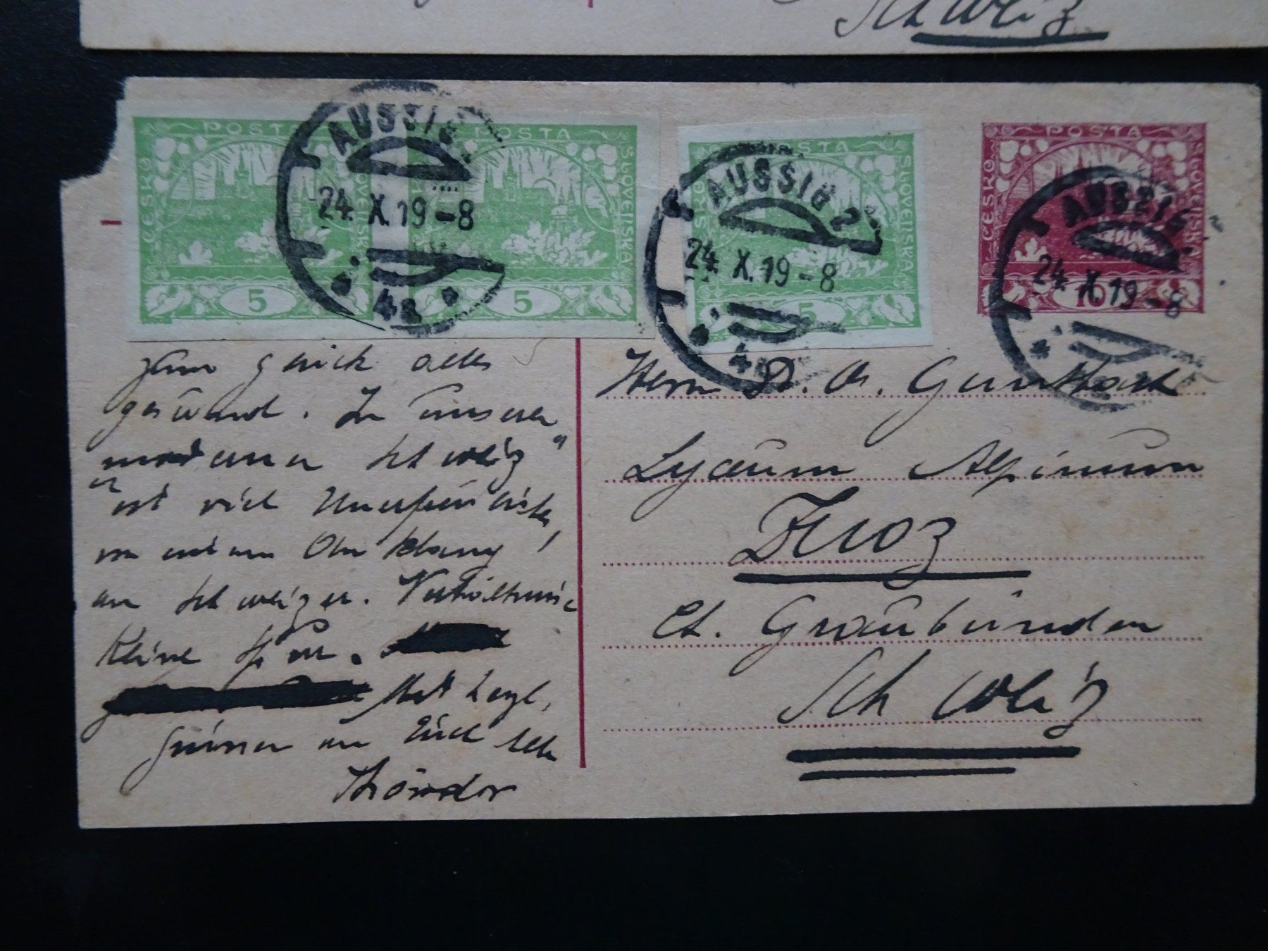 T S C H E C H O S L O W A K E I, 2 Postkarten, 1919 (Gebraucht) in ...