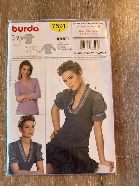 Burda Schnittmuster Nr. 7591 für Shirt Gr. 32-44 (Neu und ...