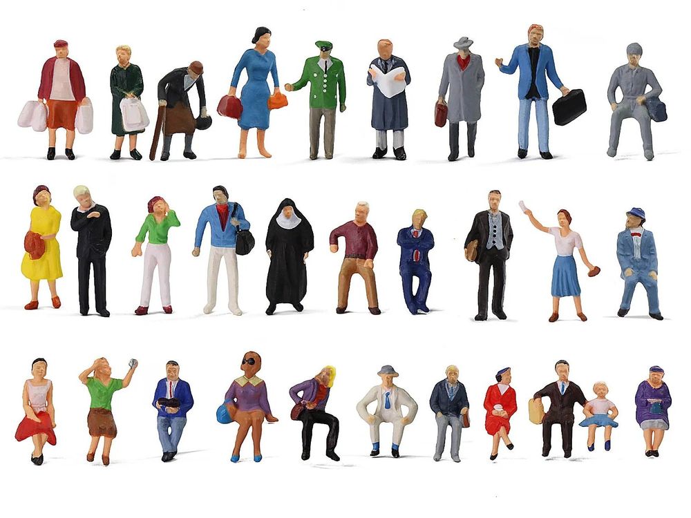 30 FIGUREN FÜR MODELLBAU - FIGUREN MODELLEISENBAHN 1:87 - HO (Neu und ...