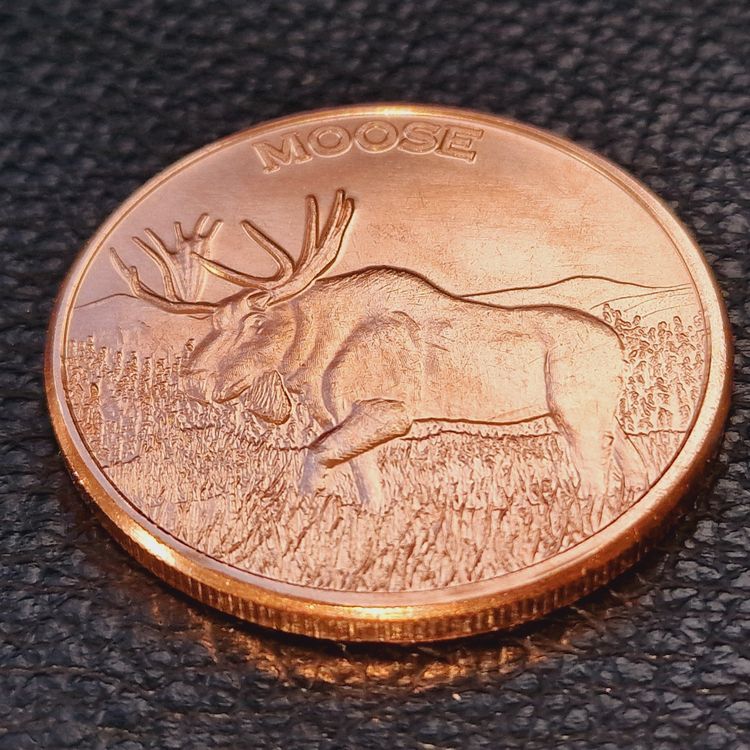 1 Oz / Unze / Once .999 Copper Round, Moose (Neu und originalverpackt ...