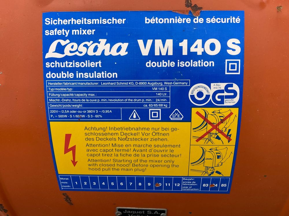 Betonmischer LESCHA/ Bétonnière | Kaufen auf Ricardo