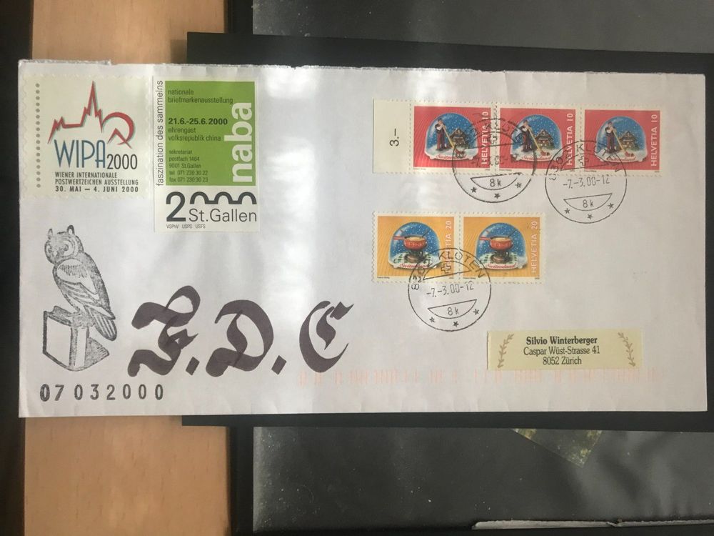 Schweiz 2000 privater Ersttagsbrief Schneekugeln 3x10+2x20Rp (Gebraucht) in Liestal für CHF 2 ...