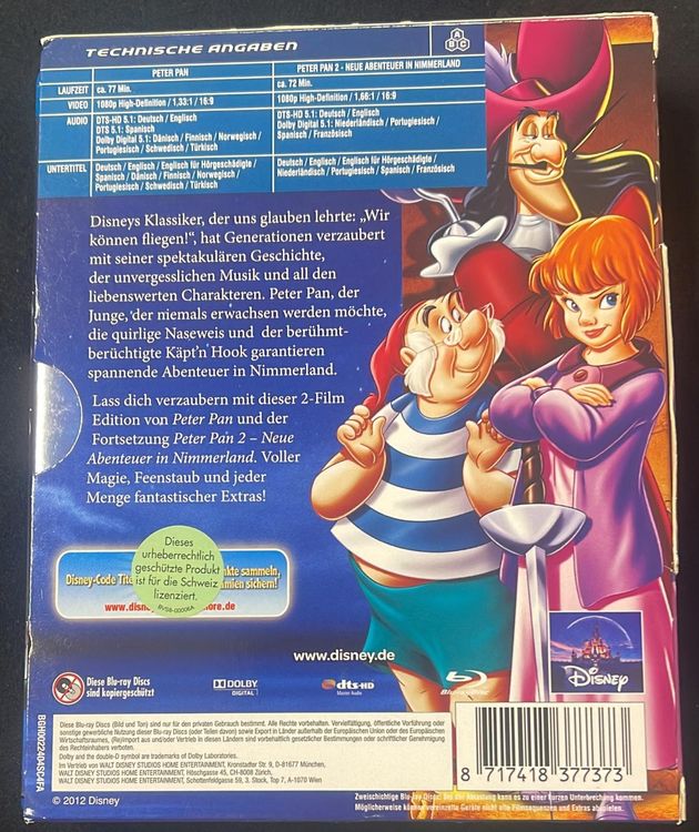 PETER PAN&PETER PAN 2 NEU ABENTEUER IN NIMMER LAND BLU-RAY (Gebraucht ...