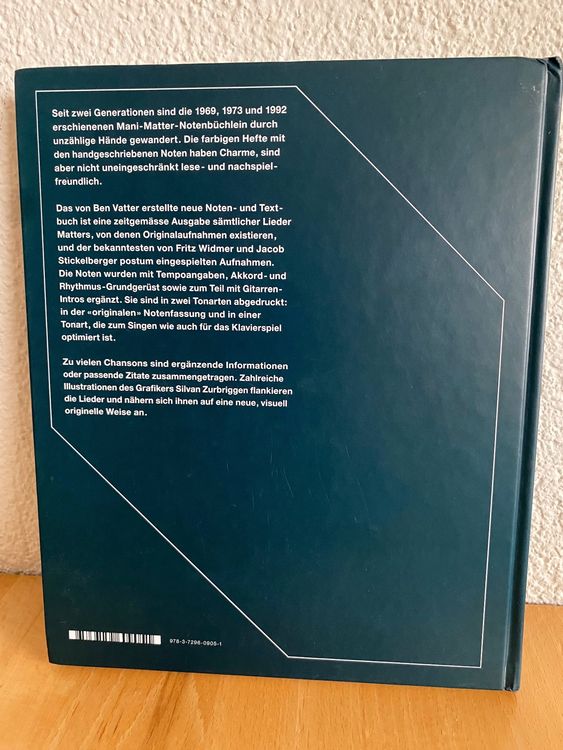 Mani Matter Liederbuch - Ben Vatter/Silvan Zurbriggen (Gebraucht) in ...