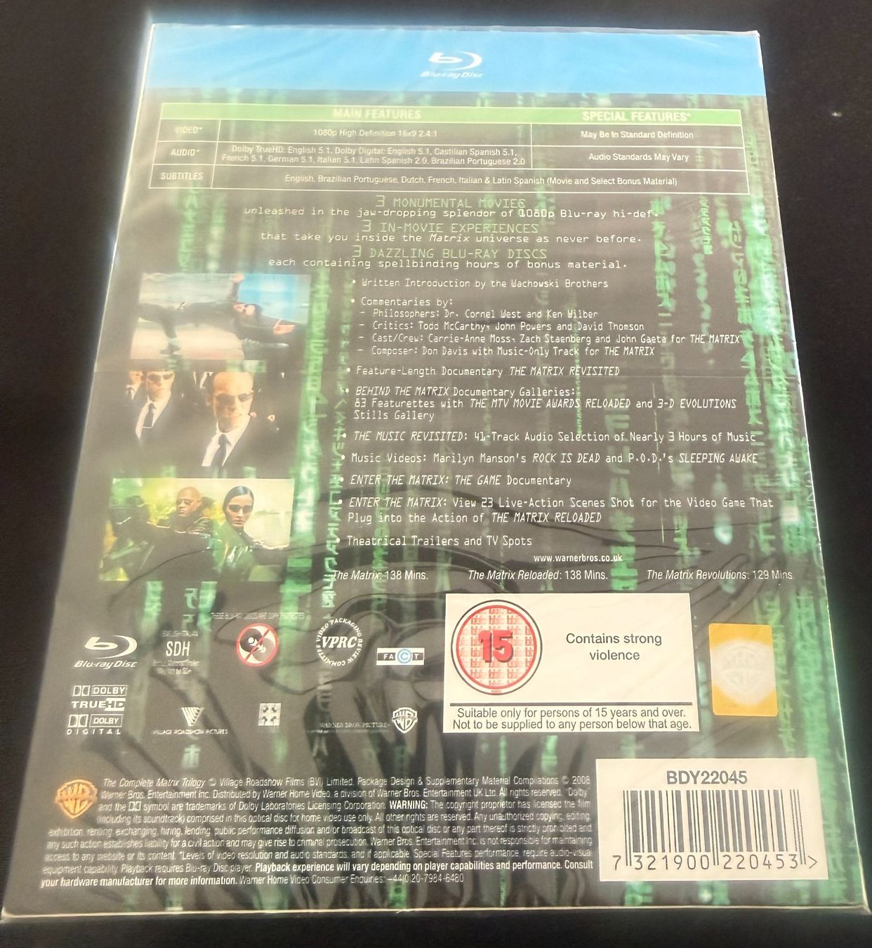 COMPLETE MATRIX TRILOGY BlueRay discs of original 3 movies+ (Neu und ...
